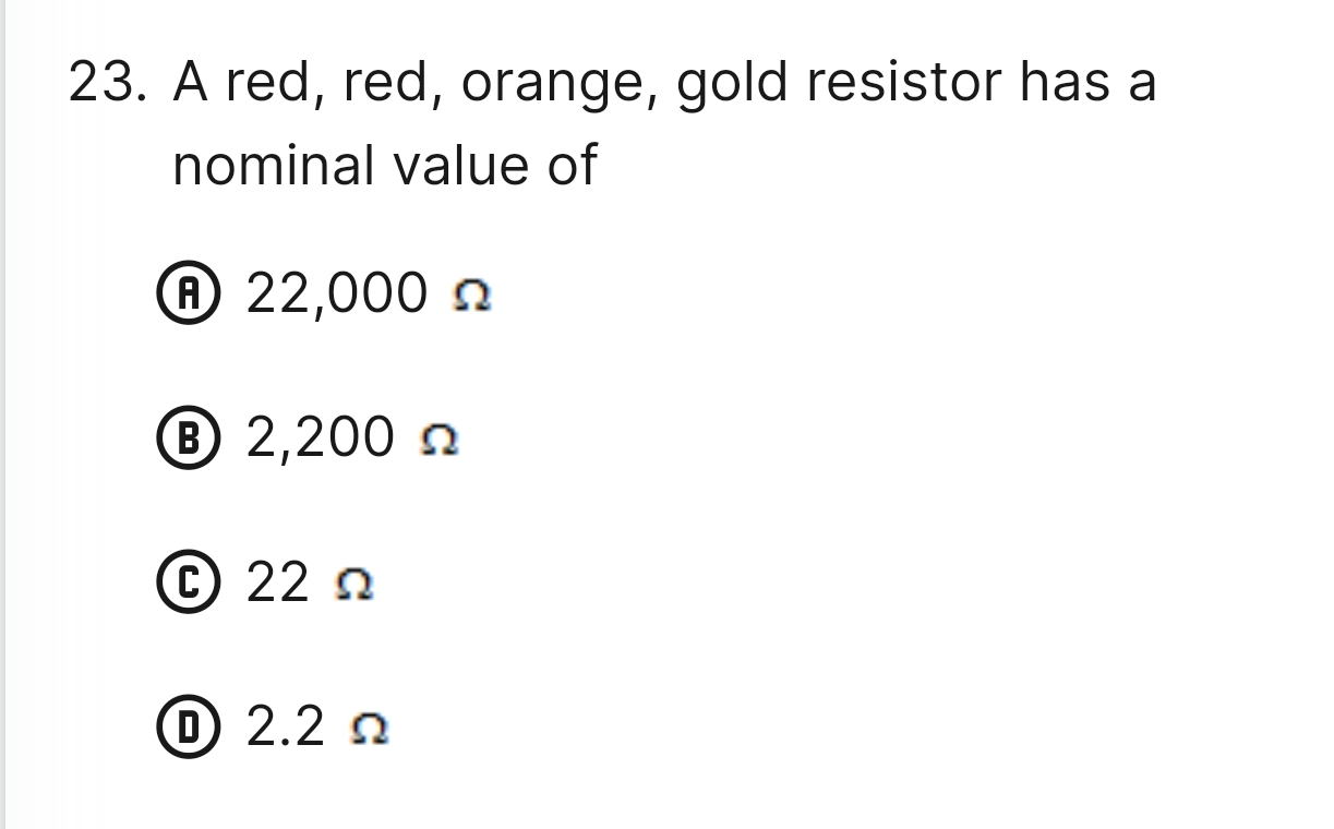Solved A red, red, orange, gold resistor has a nominal value | Chegg.com