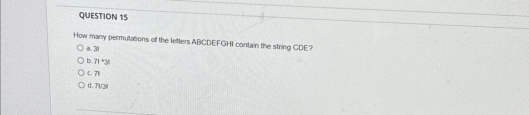 Solved QUESTION 15How many permutations of the letters | Chegg.com