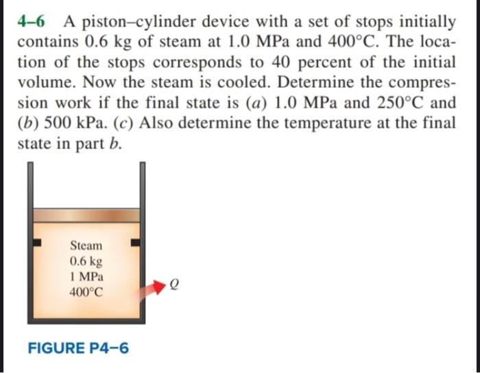 Solved 4-6 A piston-cylinder device with a set of stops | Chegg.com