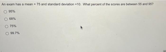 Solved An exam has a mean = 75 and standard deviation =10. | Chegg.com