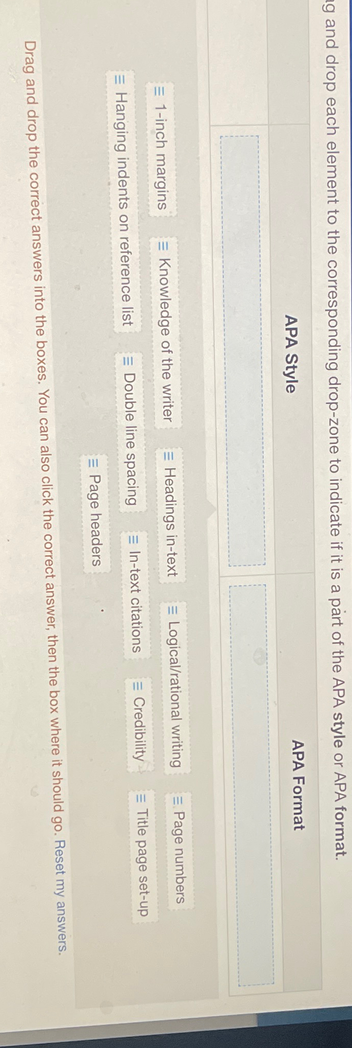 Solved Ig and drop each element to the corresponding | Chegg.com