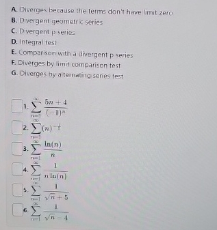 Solved A. ﻿Diverges because the terms don't have limit | Chegg.com