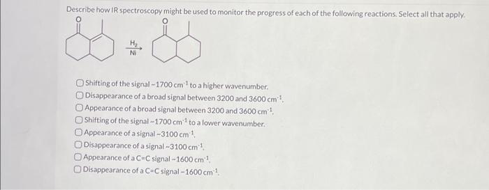 Solved Describe how IR spectroscopy might be used to monitor | Chegg.com
