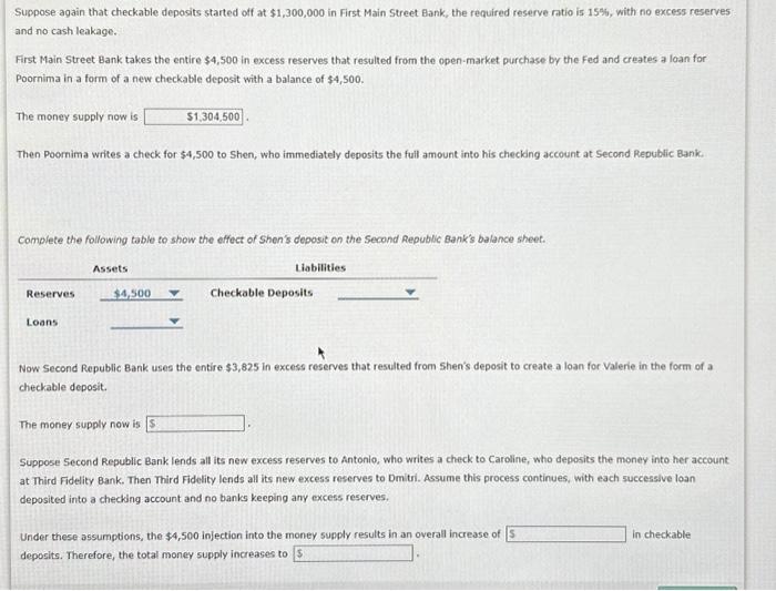 Solved Suppose again that checkable deposits started off at | Chegg.com