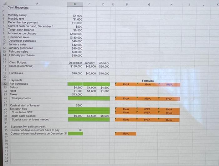 Need help figuring out how to do this in excel. The | Chegg.com