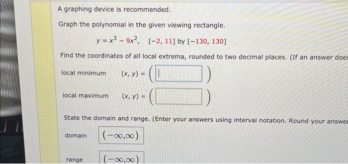 Solved A graphing device is recommended. Graph the | Chegg.com