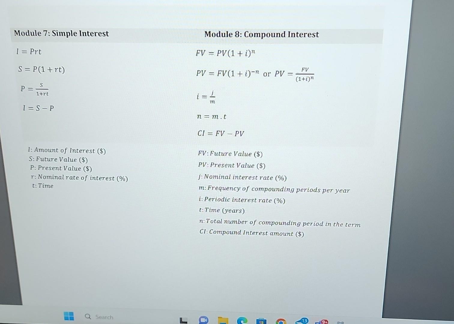 Solved Module 7: Simple Interest I=PrtS=P(1+rt)P=1+rtSI=S−P | Chegg.com