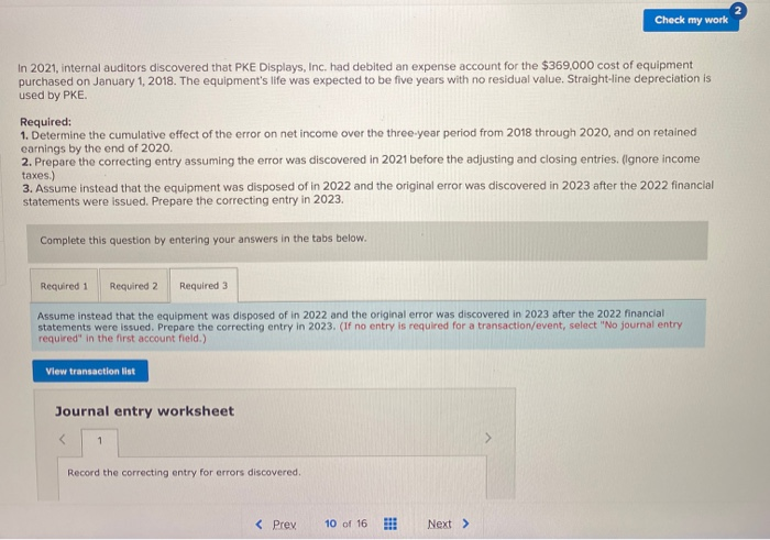 Solved Exercise 11-26 (Algo) Error correction (LO11-2, 11-7) | Chegg.com
