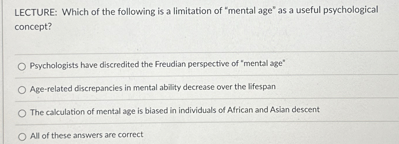 Solved LECTURE: Which of the following is a limitation of | Chegg.com