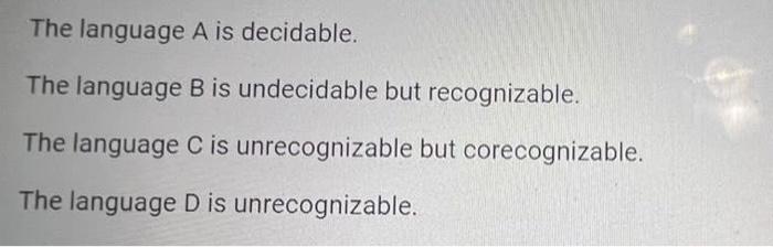 Solved The language A is decidable. The language B is | Chegg.com