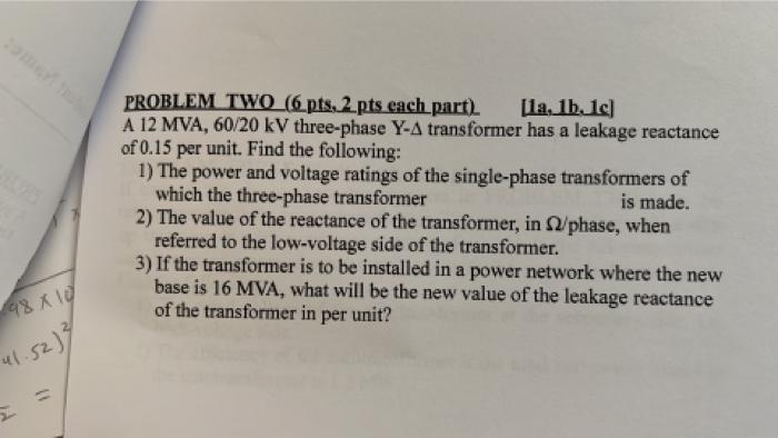 Solved PROBLEM TWO (6 pts, 2 pts each part) [1a, 1b, 1c) A | Chegg.com