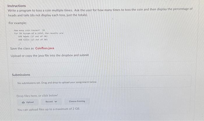 Solved Instructions Write a program to toss a coin multiple | Chegg.com