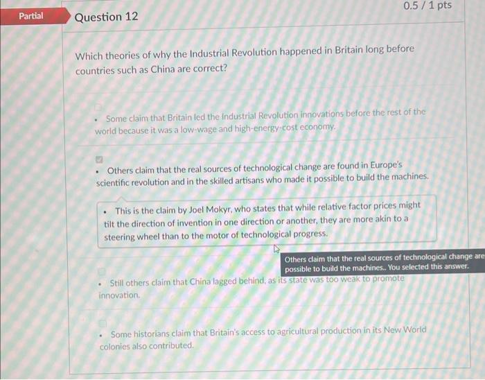 Solved Which theories of why the Industrial Revolution | Chegg.com