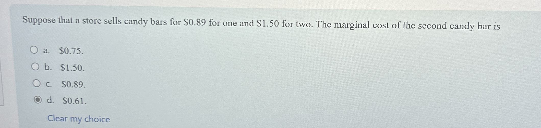 Solved Suppose that a store sells candy bars for $0.89 ﻿for | Chegg.com