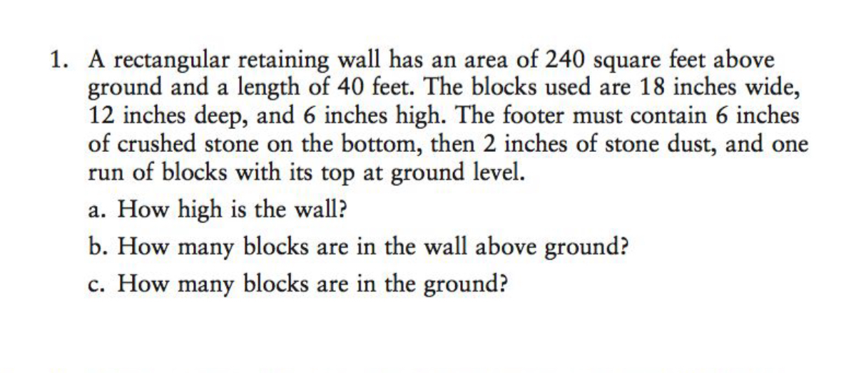 Solved A rectangular retaining wall has an area of 240 | Chegg.com