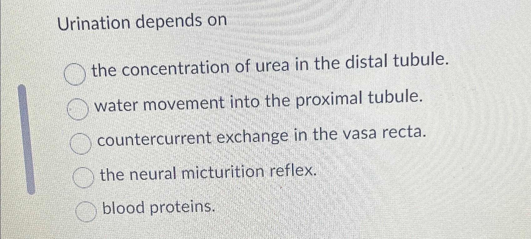 Solved Urination depends onthe concentration of urea in the | Chegg.com