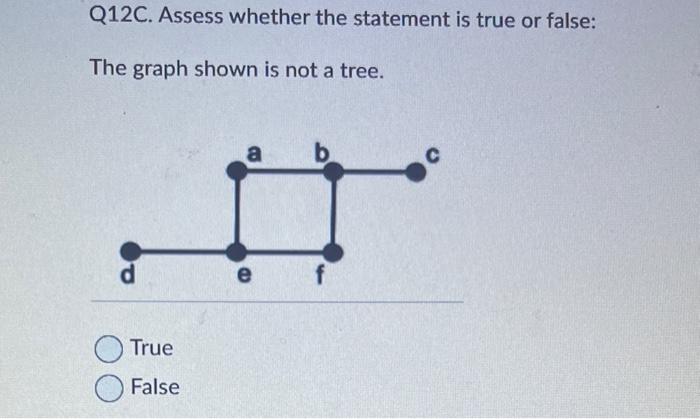 Solved Q12C. Assess whether the statement is true or false: | Chegg.com
