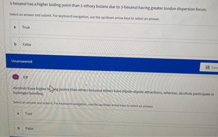 Solved 3-hexanol has a higher boiling point than 1-ethoxy | Chegg.com