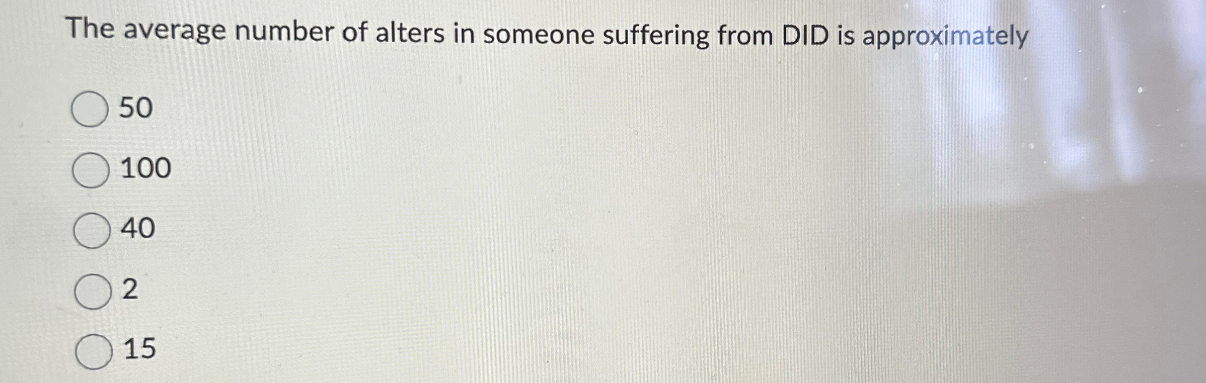 Solved The average number of alters in someone suffering | Chegg.com