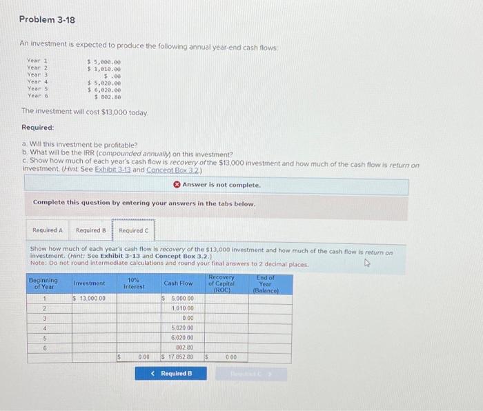 Solved Problem 3-18 An investment is expected to produce the | Chegg.com