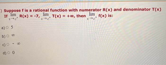 Solved -) Suppose f is a rational function with numerator | Chegg.com