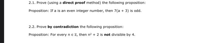 Solved 2.1. Prove (using a direct proof method) the | Chegg.com