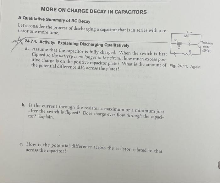 A Qualitative Summary of RC Decay Let's consider the | Chegg.com