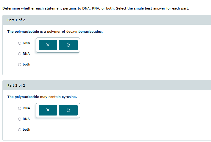 Solved Determine whether each statement pertains to ﻿DNA, | Chegg.com
