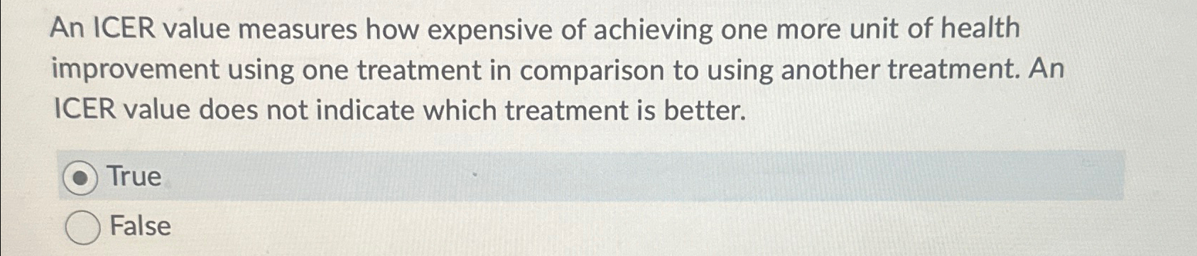 Solved An ICER value measures how expensive of achieving one | Chegg.com