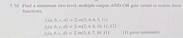 Solved 710 Find A Minimum Two Level Multiple Output And Or 5143
