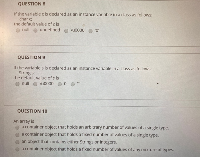 Solved QUESTION 8 If the variable cis declared as an | Chegg.com