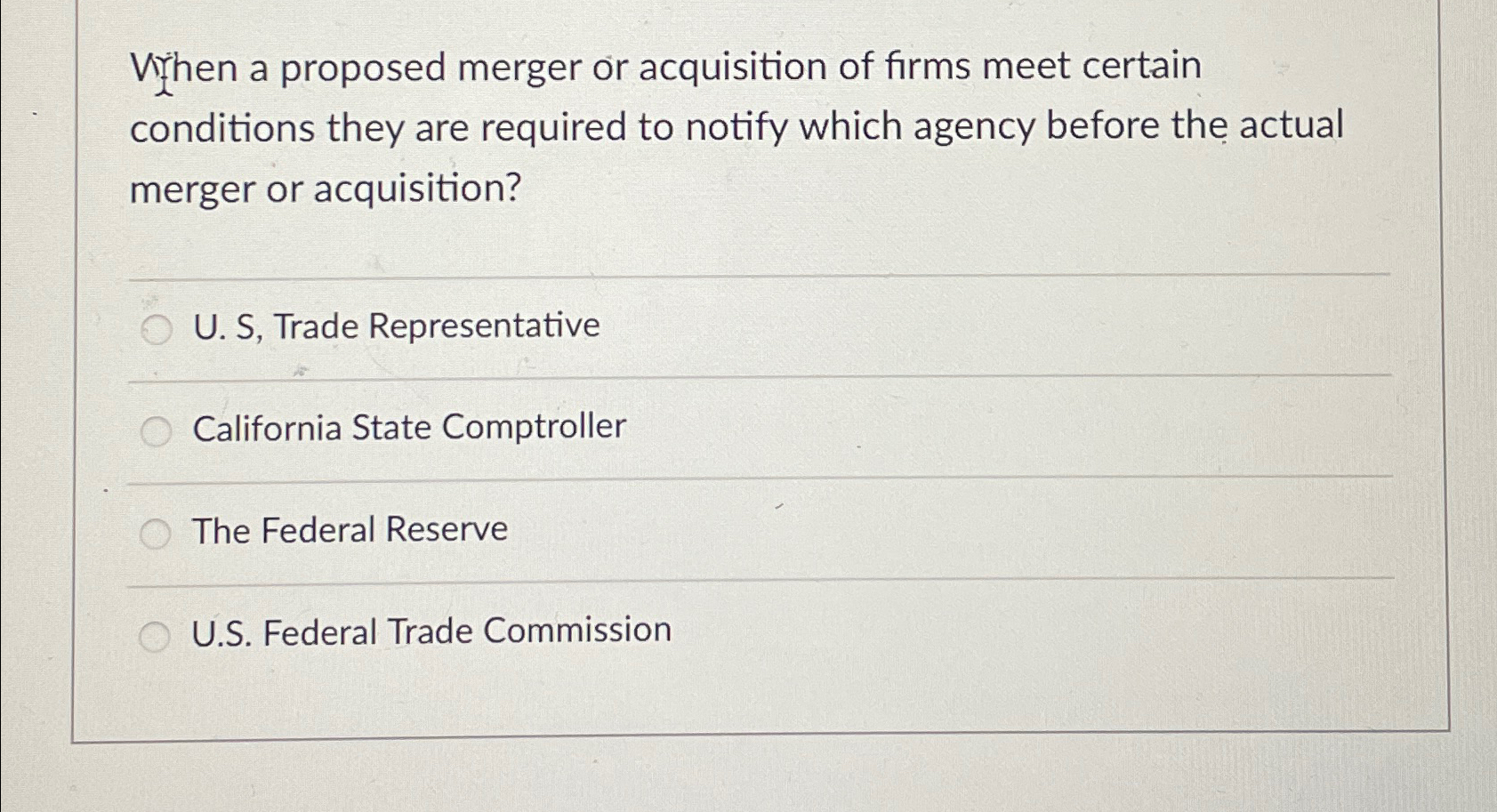 Solved When a proposed merger or acquisition of firms meet | Chegg.com