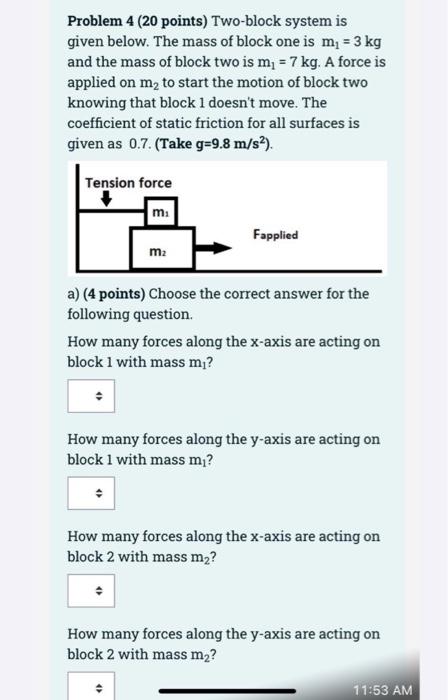 Solved Problem 4 (20 points) Two-block system is given | Chegg.com