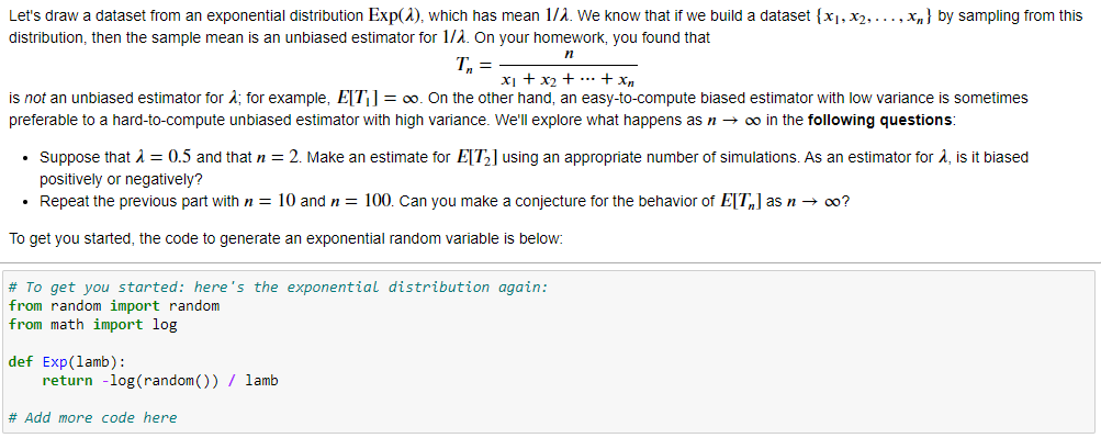 Solved Write python code that answers the two bullet pointed | Chegg.com