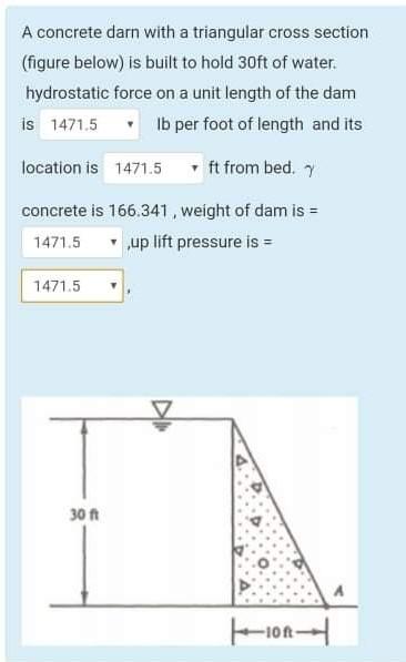 Solved A concrete darn with a triangular cross section | Chegg.com