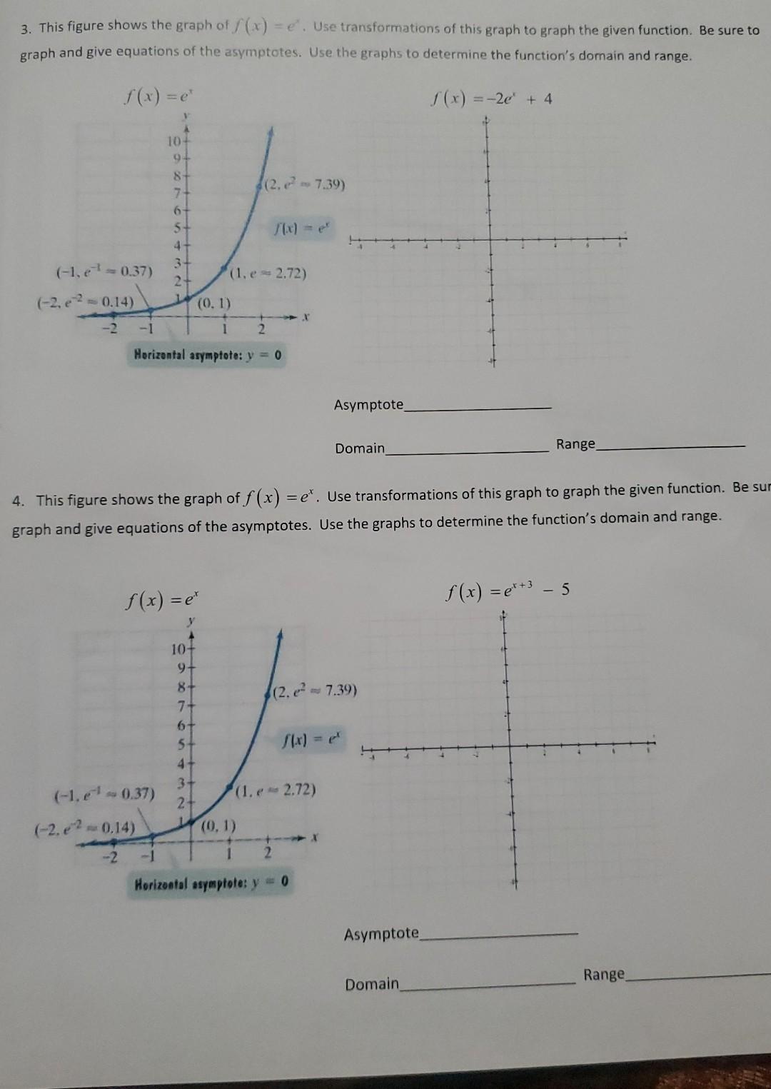 Solved 3. This figure shows the graph of f(x)=ex. Use | Chegg.com