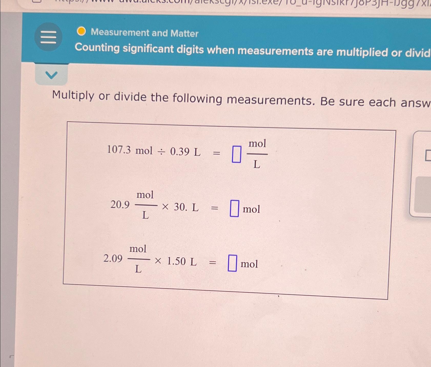 Solved Measurement and MatterCounting significant digits | Chegg.com