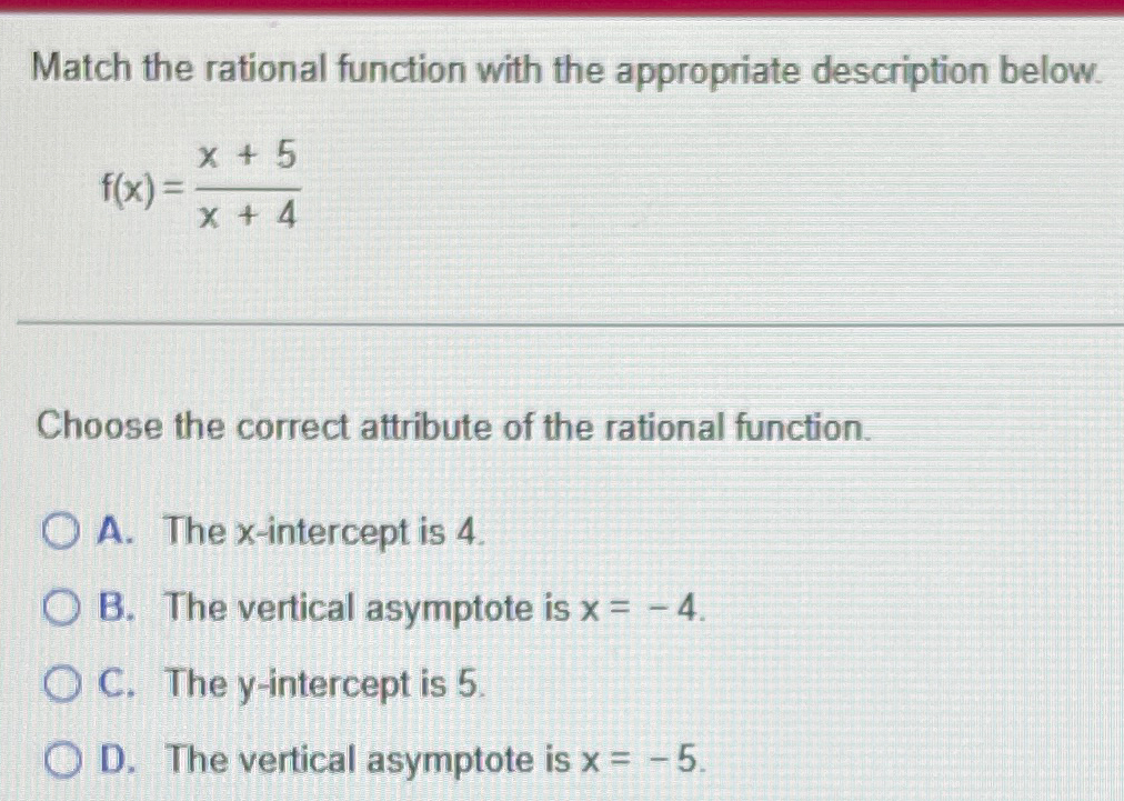 Solved Match the rational function with the appropriate | Chegg.com