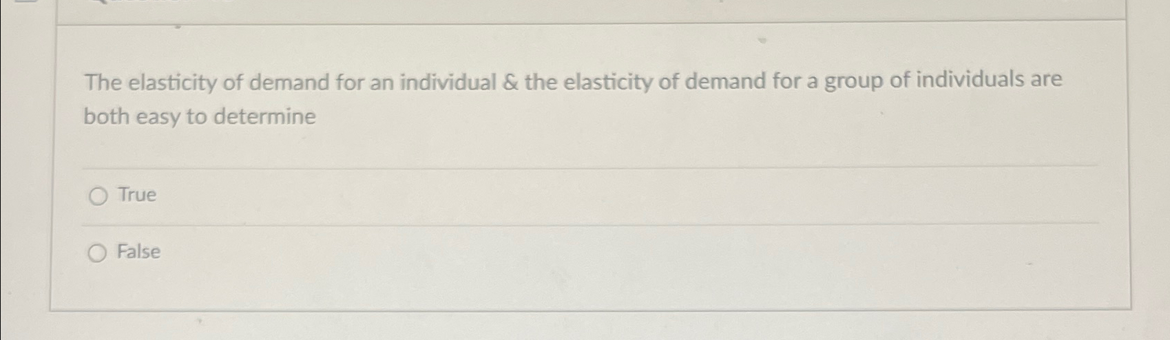 Solved The elasticity of demand for an individual & the | Chegg.com