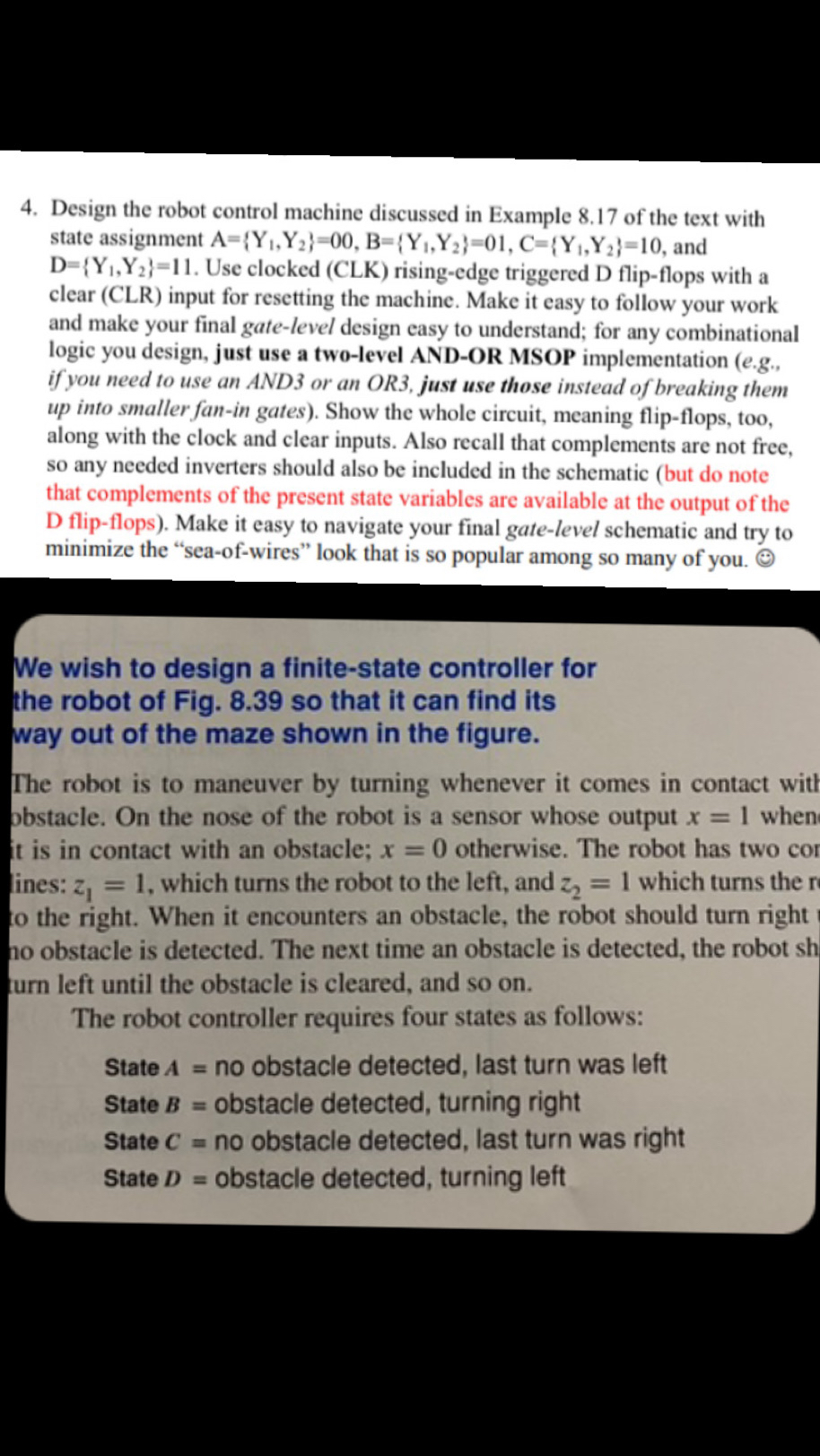 Solved Design the robot control machine discussed in Example | Chegg.com