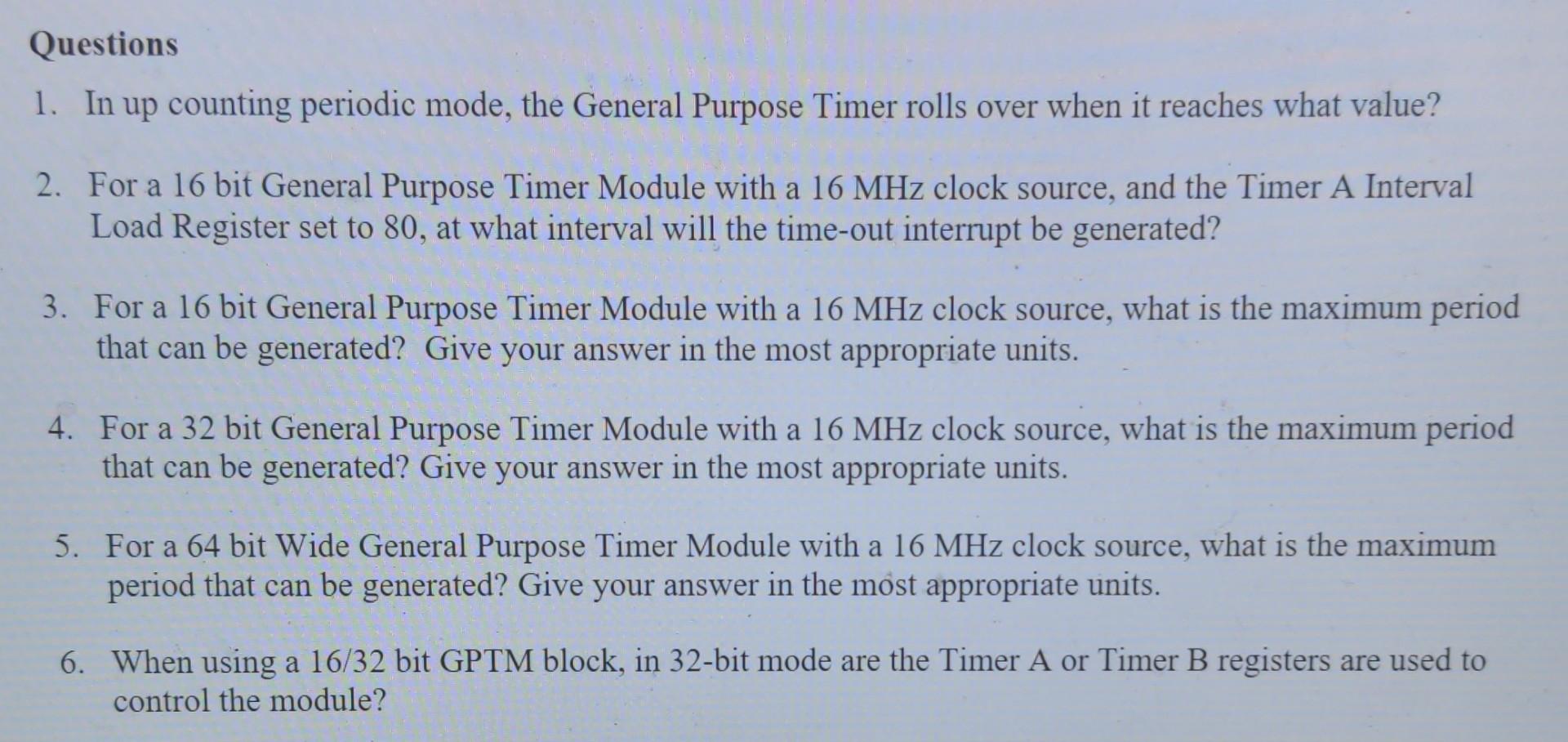 Solved Questions 1. In up counting periodic mode, the | Chegg.com