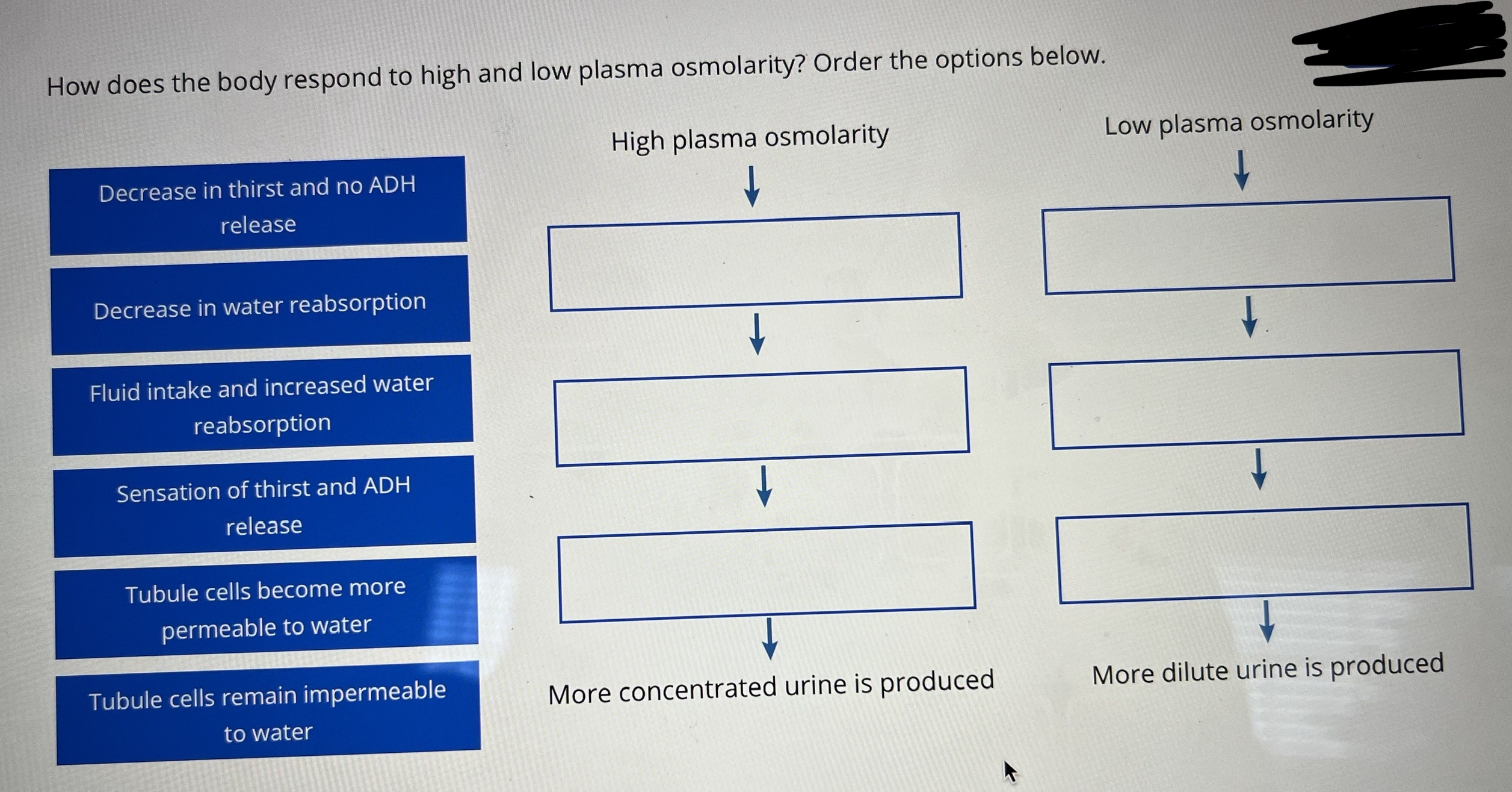 Solved How does the body respond to high and low plasma | Chegg.com