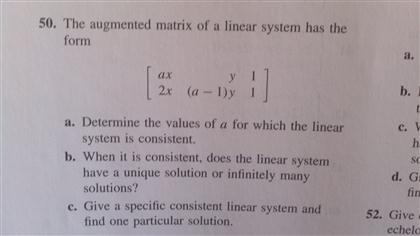 Solved The augmented matrix of a linear system has the form | Chegg.com