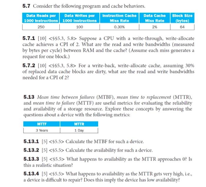Solved 5.7 Consider the following program and cache | Chegg.com