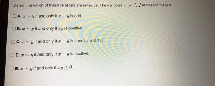 Solved Determine which of these relations are reflexive. The | Chegg.com