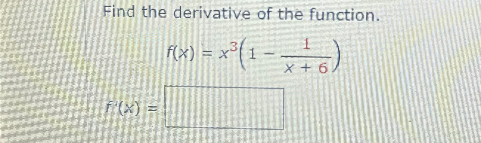 Solved Find the derivative of the | Chegg.com