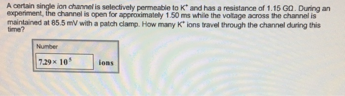 Solved A certain single ion channel is selectively permeable | Chegg.com