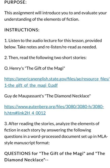 Diamond Necklace"-- 1. What is the main conflict of | Chegg.com