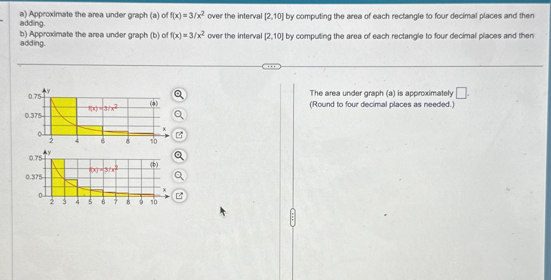 Solved a) ﻿Approximate the area under graph (a) ﻿of f(x)=3x2 | Chegg.com