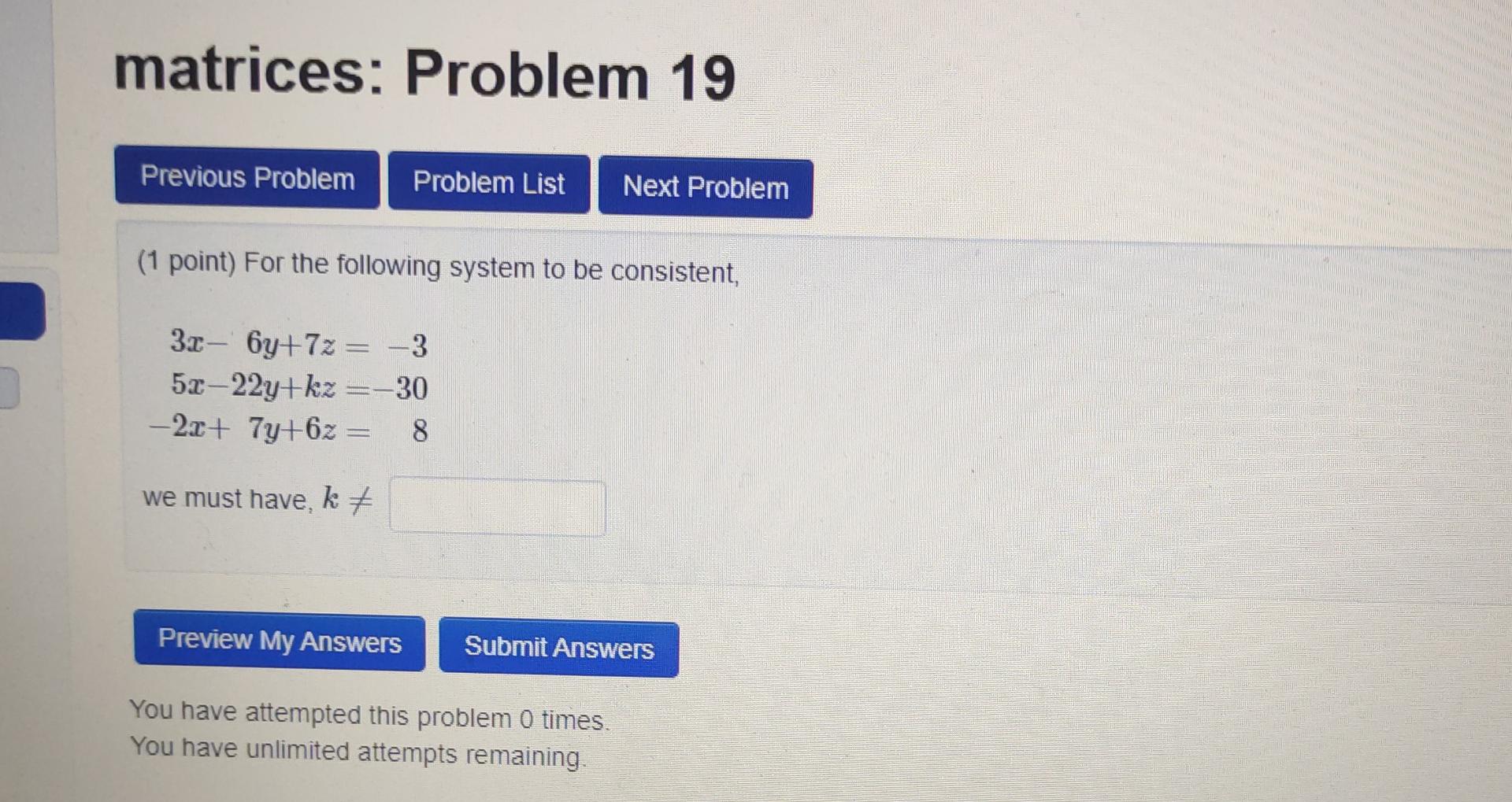 Solved matrices: Problem 19 Previous Problem Problem List | Chegg.com